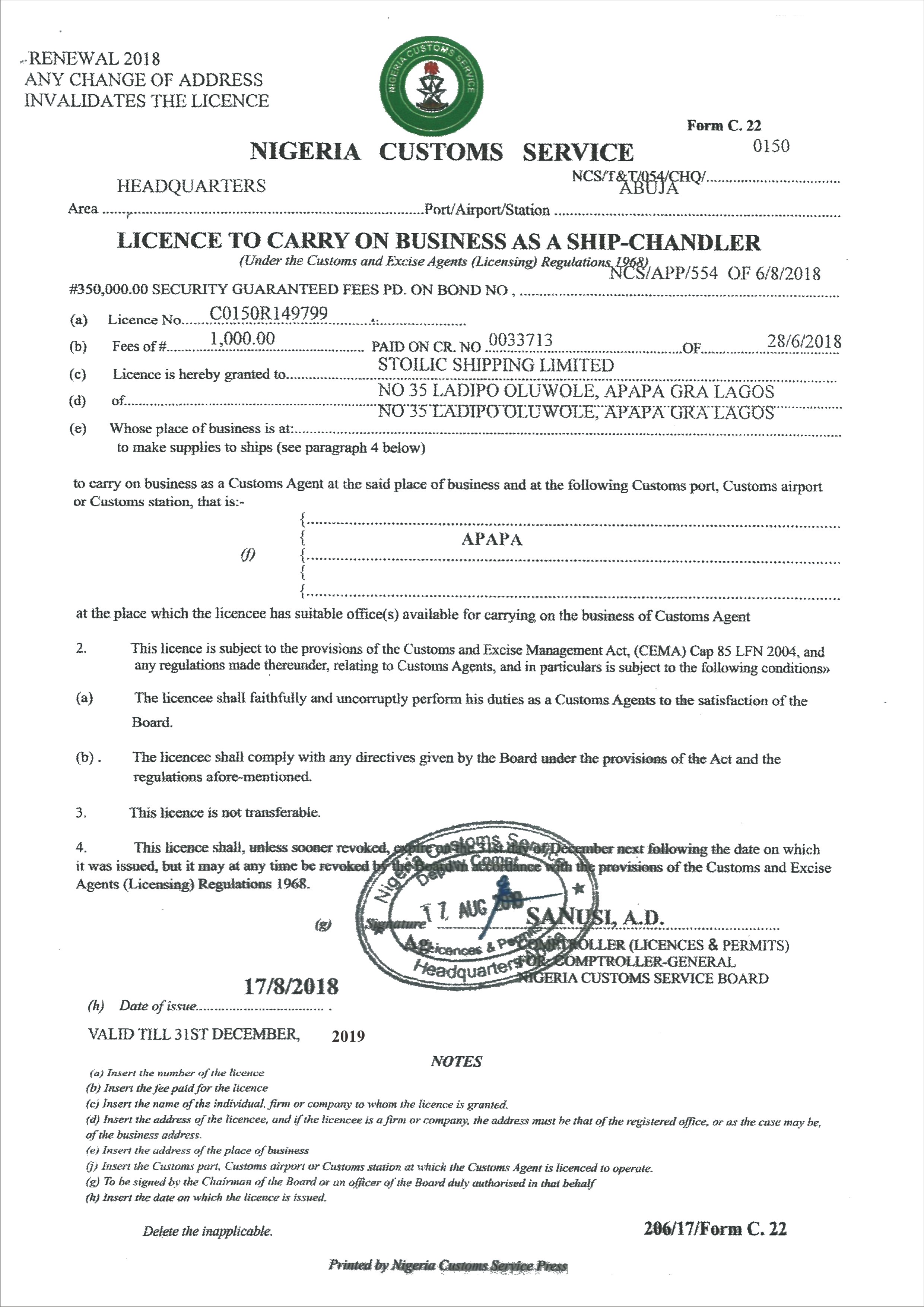 Stoilic Shipping Limited, Apapa, Nigeria | Shipping & Marine Supplier ...