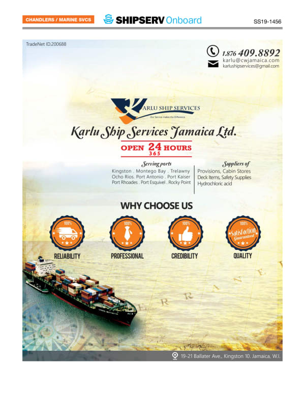Karlu Ship Services Ltd., Kingston 10, Jamaica | Shipping & Marine ...